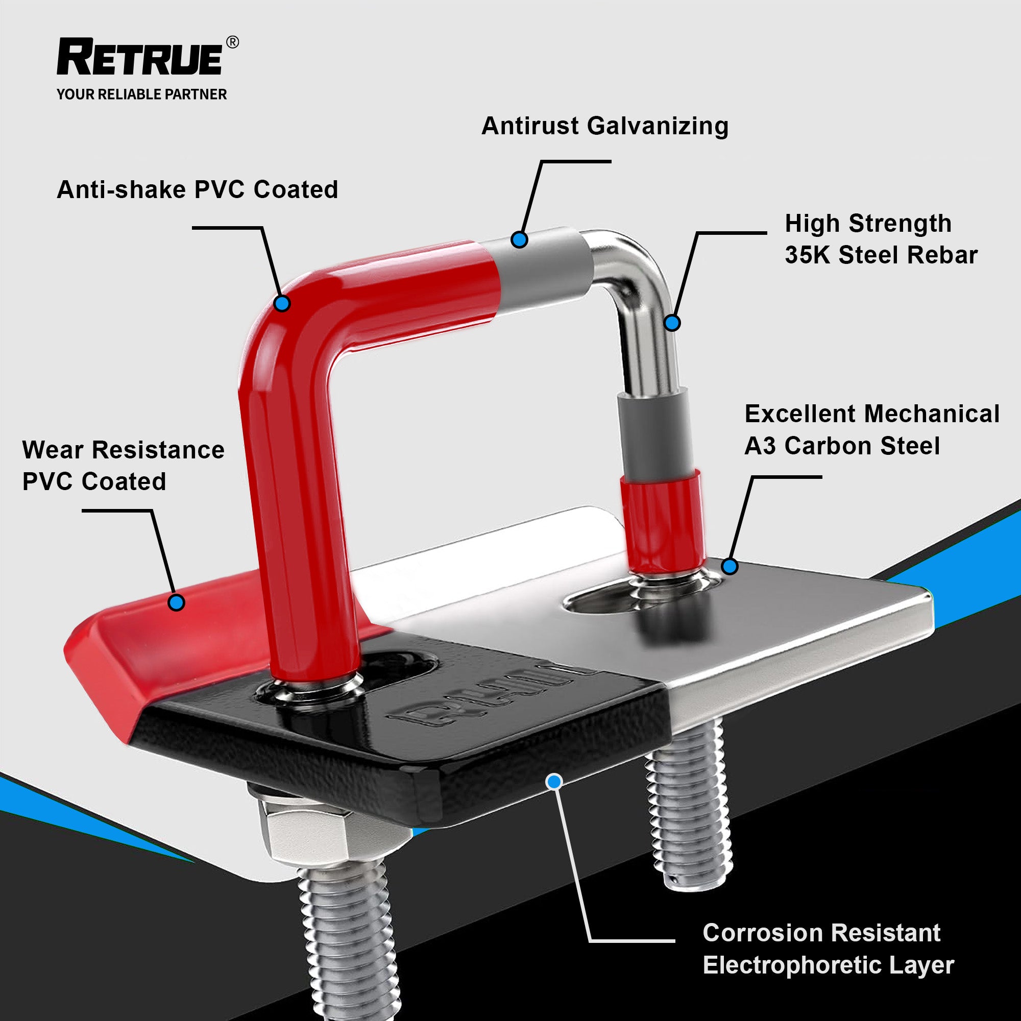 PVC Coated Hitch Tightener Anti-Rattle Clamp Stabilizer for 1.25"/2" H ...